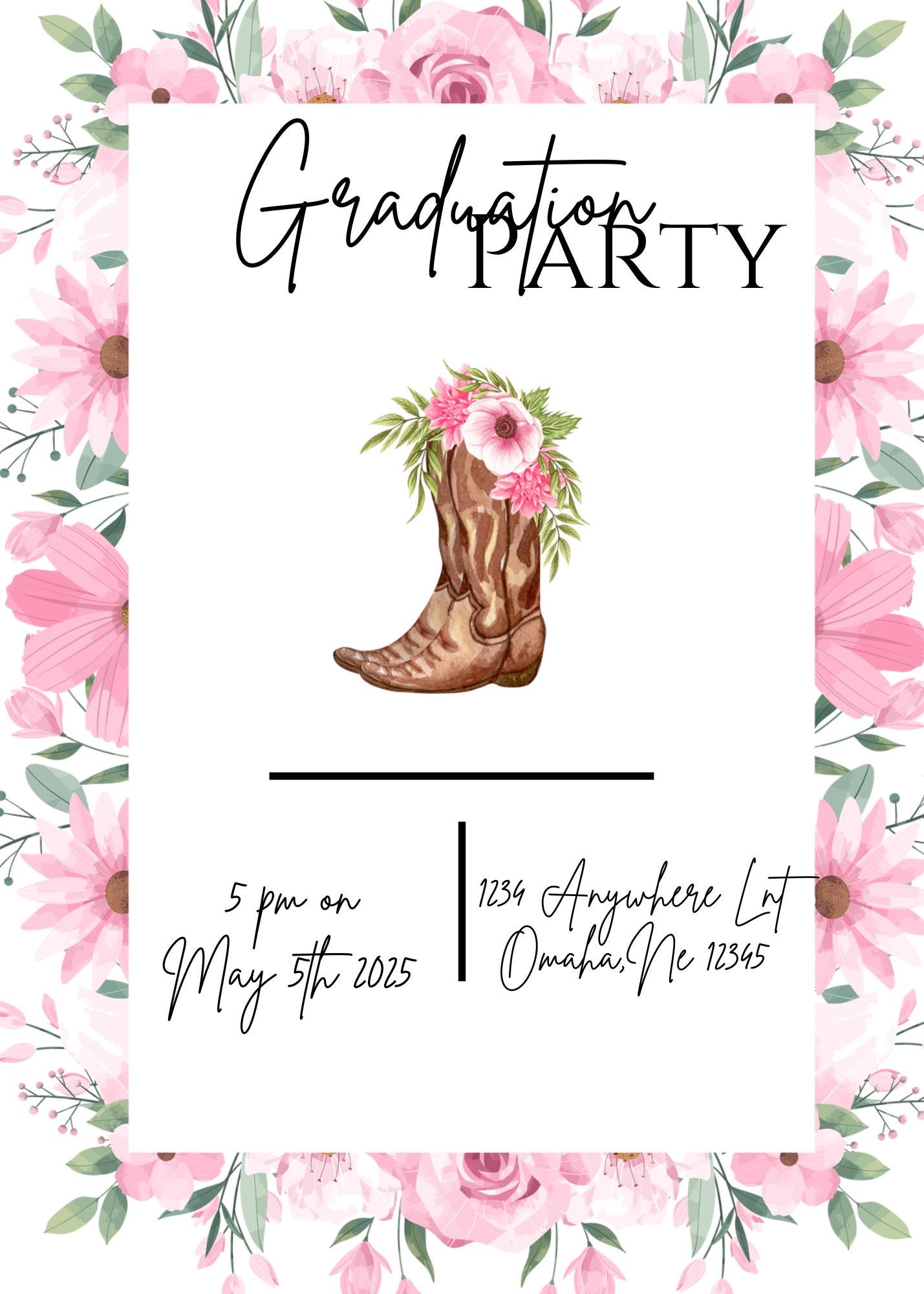 Digital Invitation, Graduation Invitation, Western Invitation - Etsy