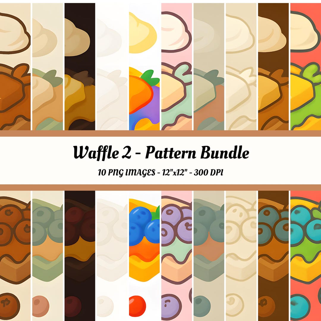 Waffle Digital Paper Bundle – Seamless Breakfast Food Pattern for ...