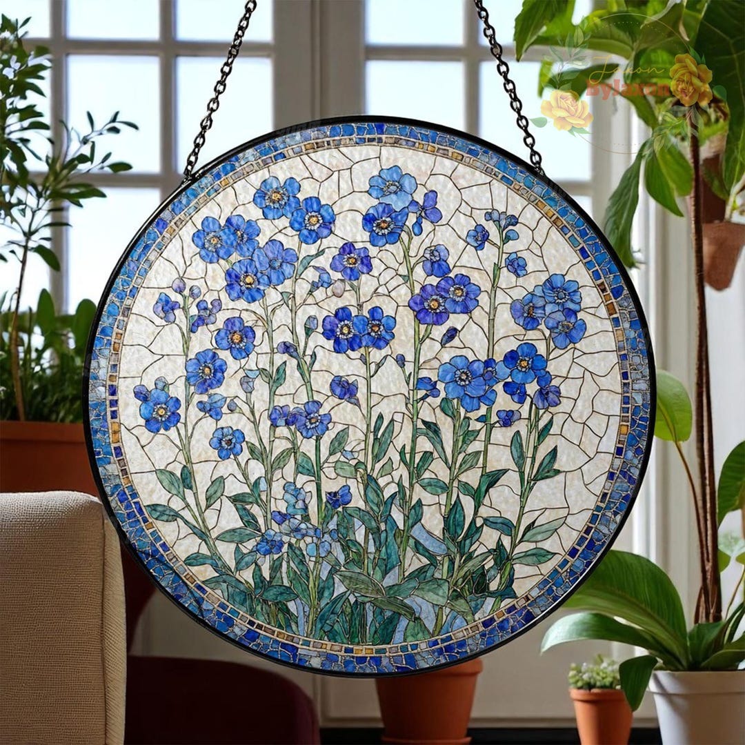The Shire Stained Glass Suncatcher, Forget-me-not Stained Glass ...