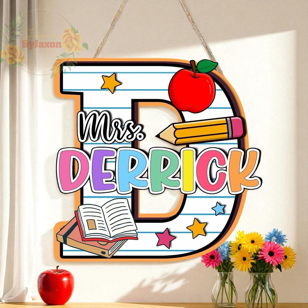 Personalized Teacher Door Sign, Teacher Letter & Name Sign, Teacher ...