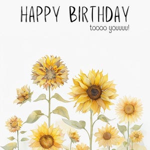 Editable Sunflower Birthday Card – A6 - Printable Happy Birthday ...