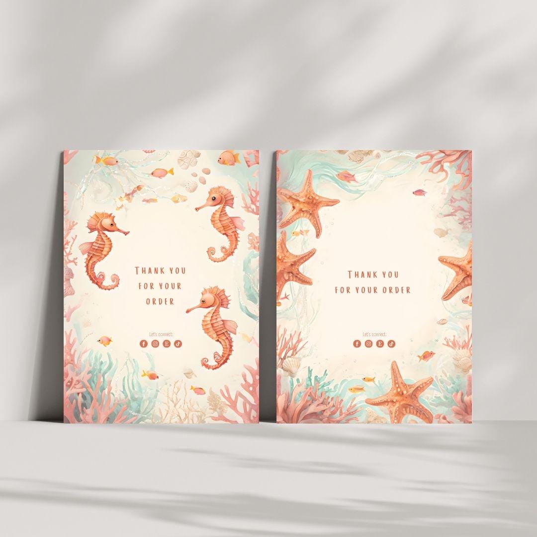 Under the Sea Thank You Cards – Printable Business Thank You Insert ...