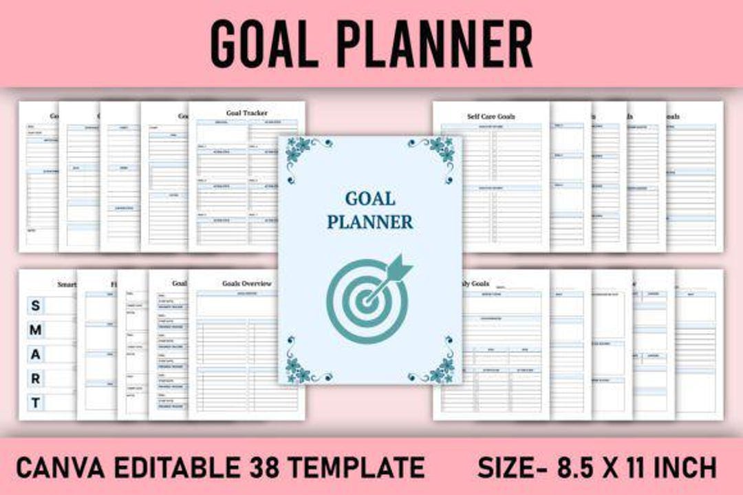 Goal Planner Canva Template, Canva Goal Tracker, Printable Goal Setting ...