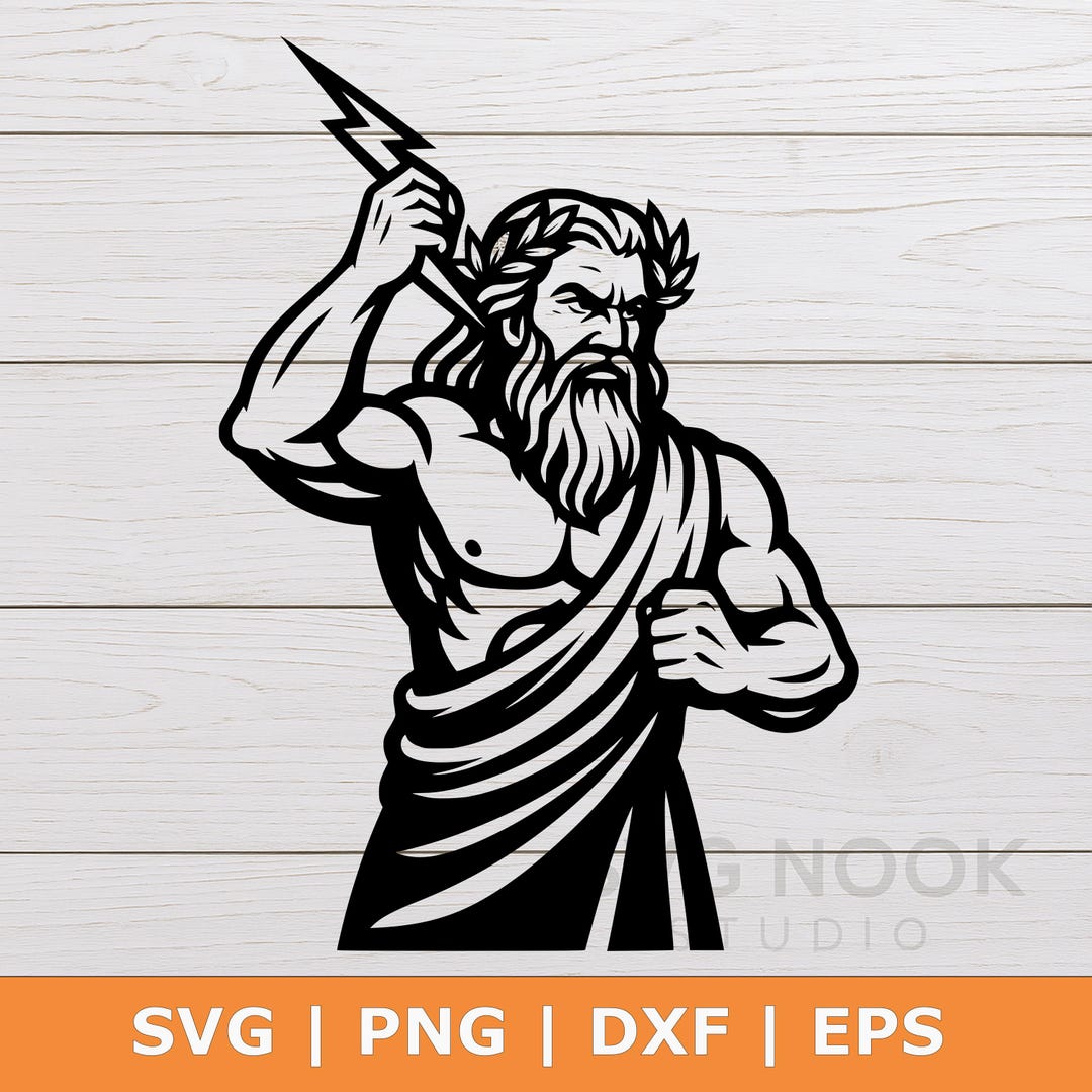 Zeus Svg Greek God Cut File, Powerful Lightning Bolt Design for Cricut ...