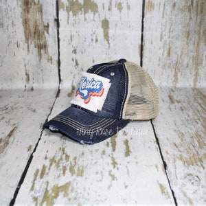 Merica Patch Hat, Distressed Denim Trucker Hat - Etsy