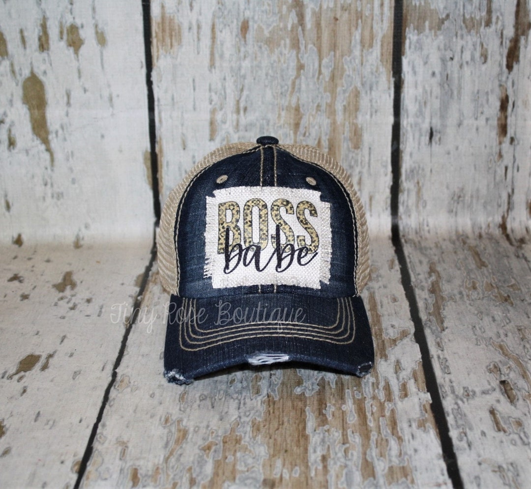 Boss Babe Patch Hat, Distressed Denim Trucker Hat - Etsy