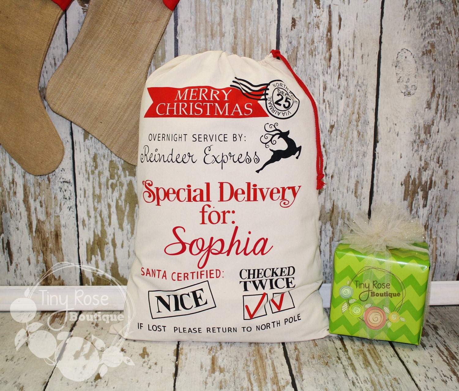 Personalized Santa Sack - Custom Name Christmas Gift Bag - Etsy