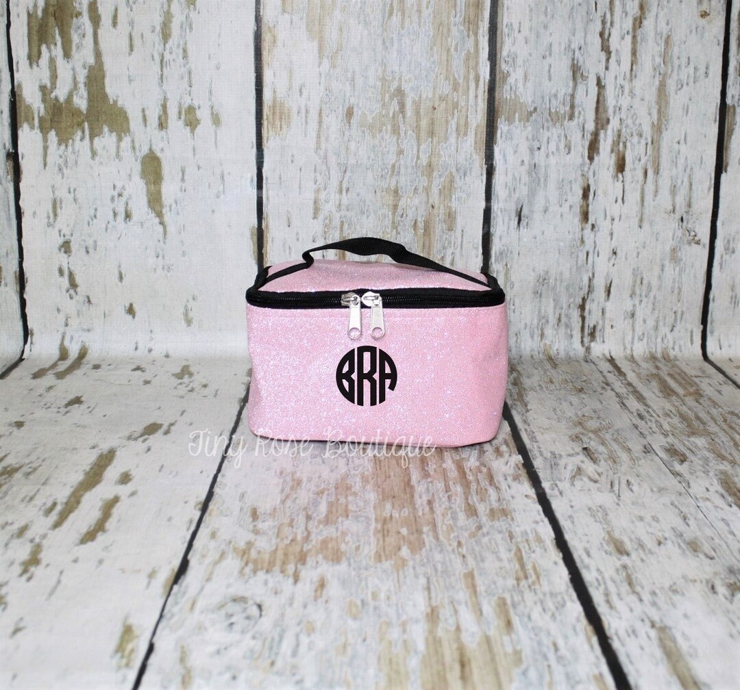 Monogrammed Glitter Cosmetic Case, Toiletry Bag, Makeup Bag Sparkly ...