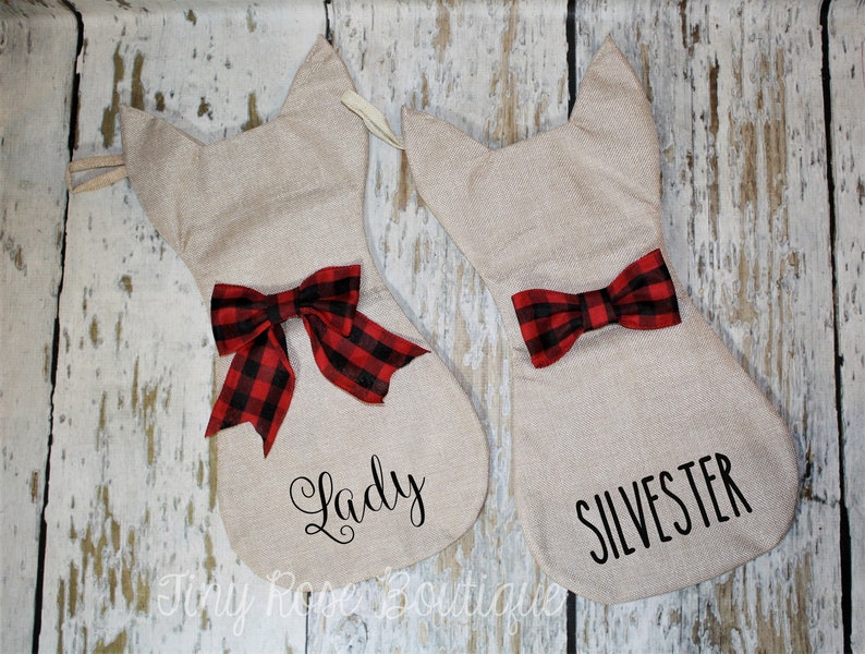 Pet Stockings Personalized Buffalo Plaid Cat Stocking or Dog | Etsy