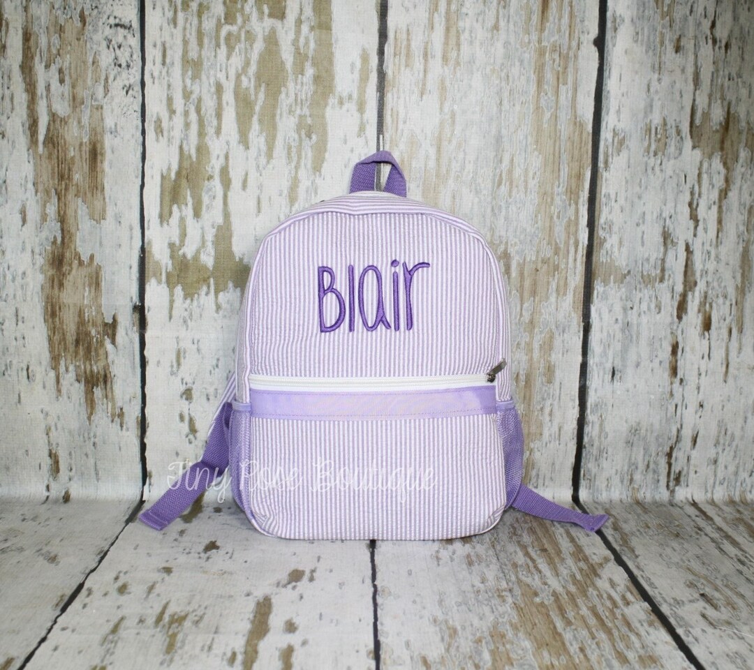 Toddler Girl Purple Seersucker Backpack With the Name Blair Ready to ...