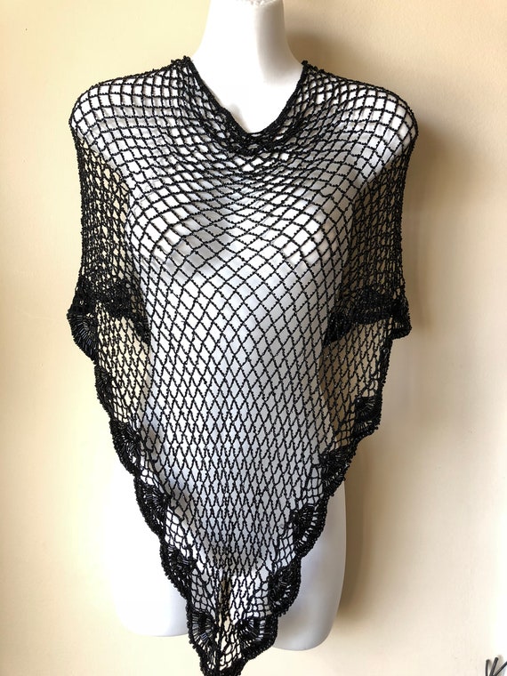Elegant woman hand crochet beaded Cape poncho | Etsy