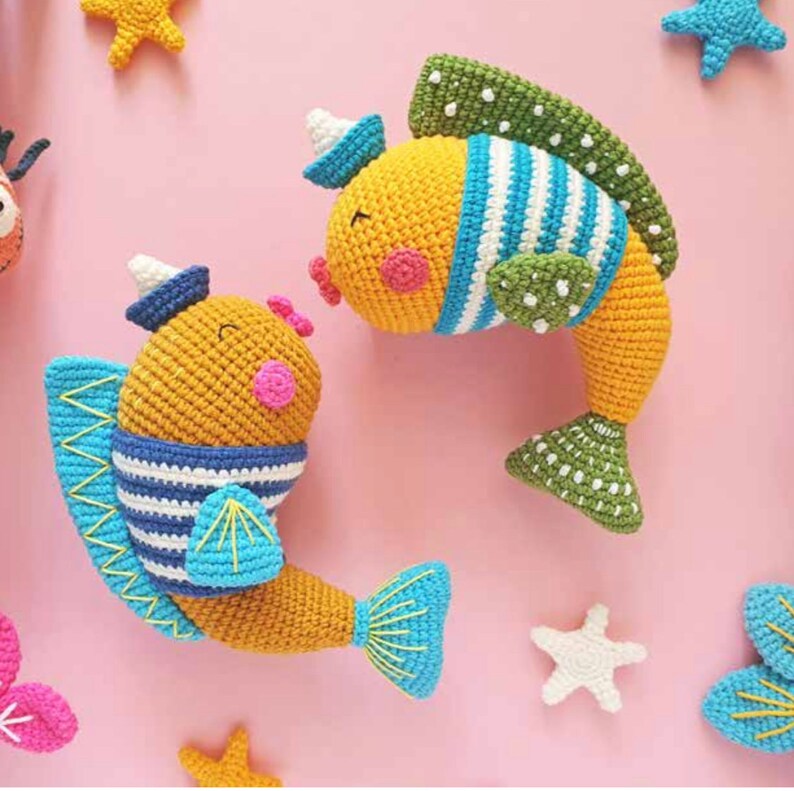 Crochet Pattern Rainbow Sailor Fish, Crochet Pattern PDF Puffer Fish ...
