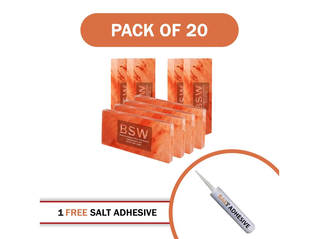 Himalayan Salt Bricks 8x4x2 – Pack of 20 With Glue | Build Your Own ...
