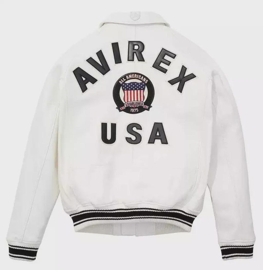 AVIREX USA Edition Icon Jacket in Snow White Color, Military Bomber ...