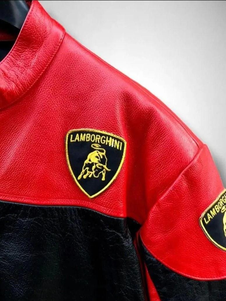 Lamborghini Racing Jacket, Italian Handmade Genuine Lambskin Leather ...
