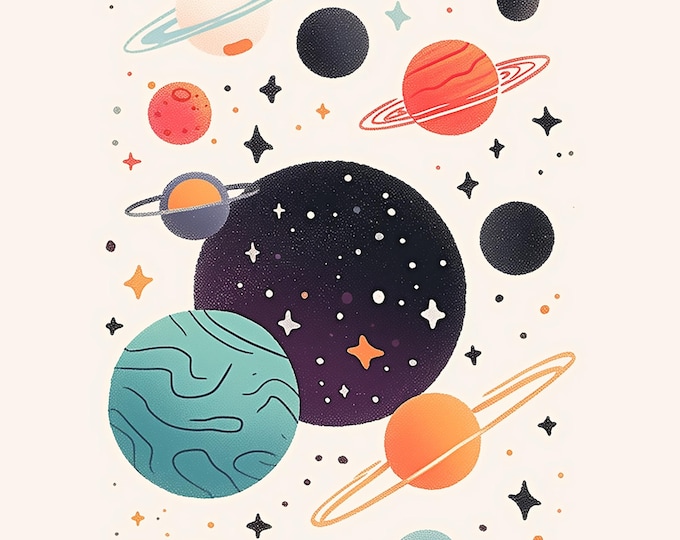5 X Space Themed Art Prints (digital and Downloadable) - Etsy