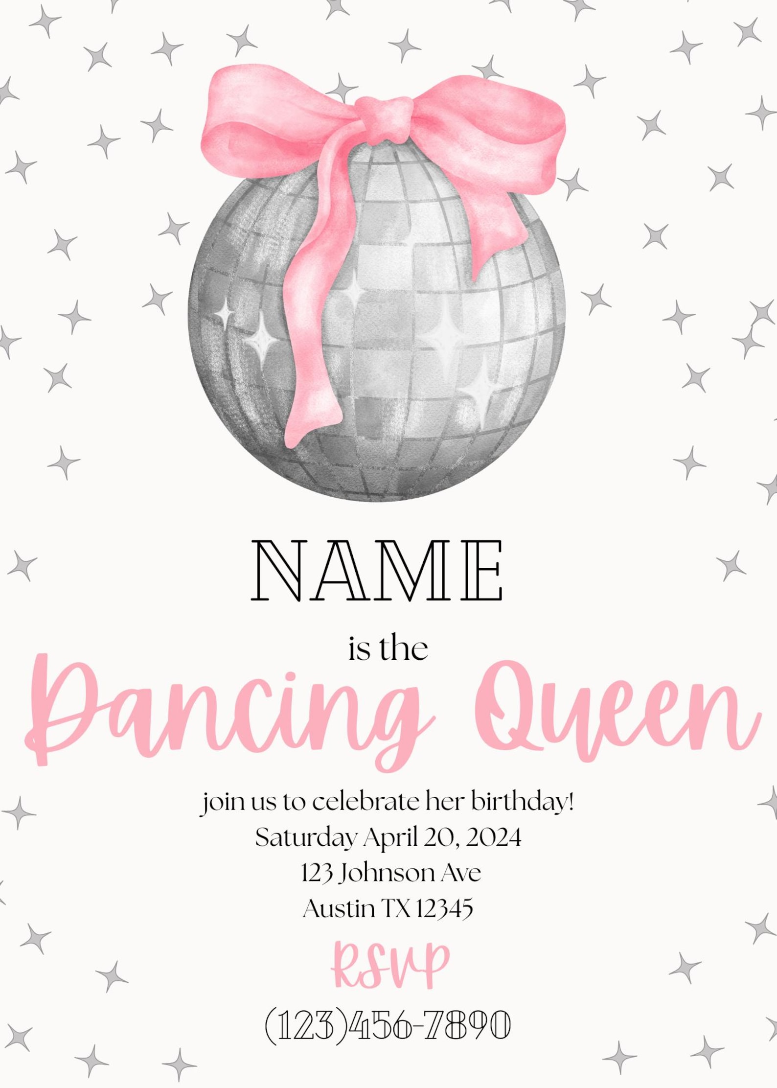 Dancing Queen Birthday Invitation Template - Etsy