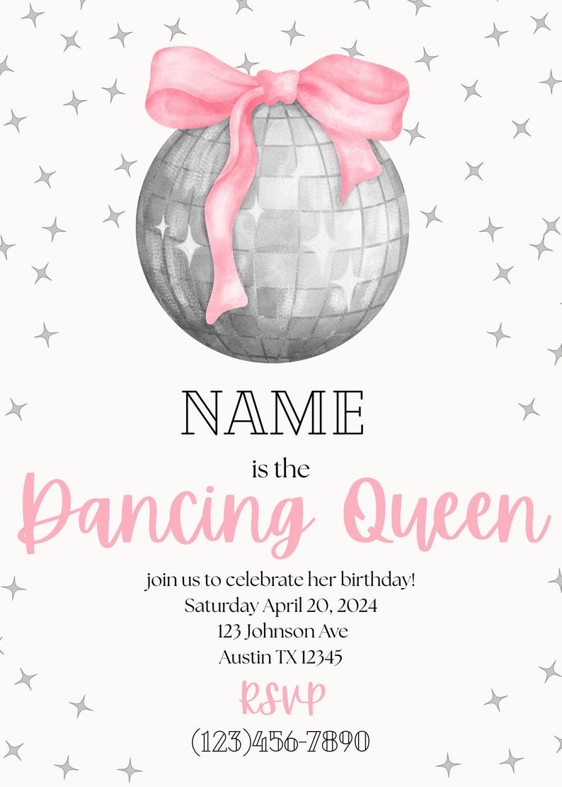 Dancing Queen Birthday Invitation Template - Etsy