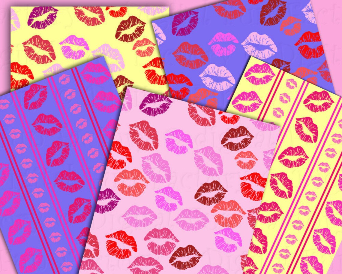Digital Paper: love N KISSES Digital Paper - Etsy