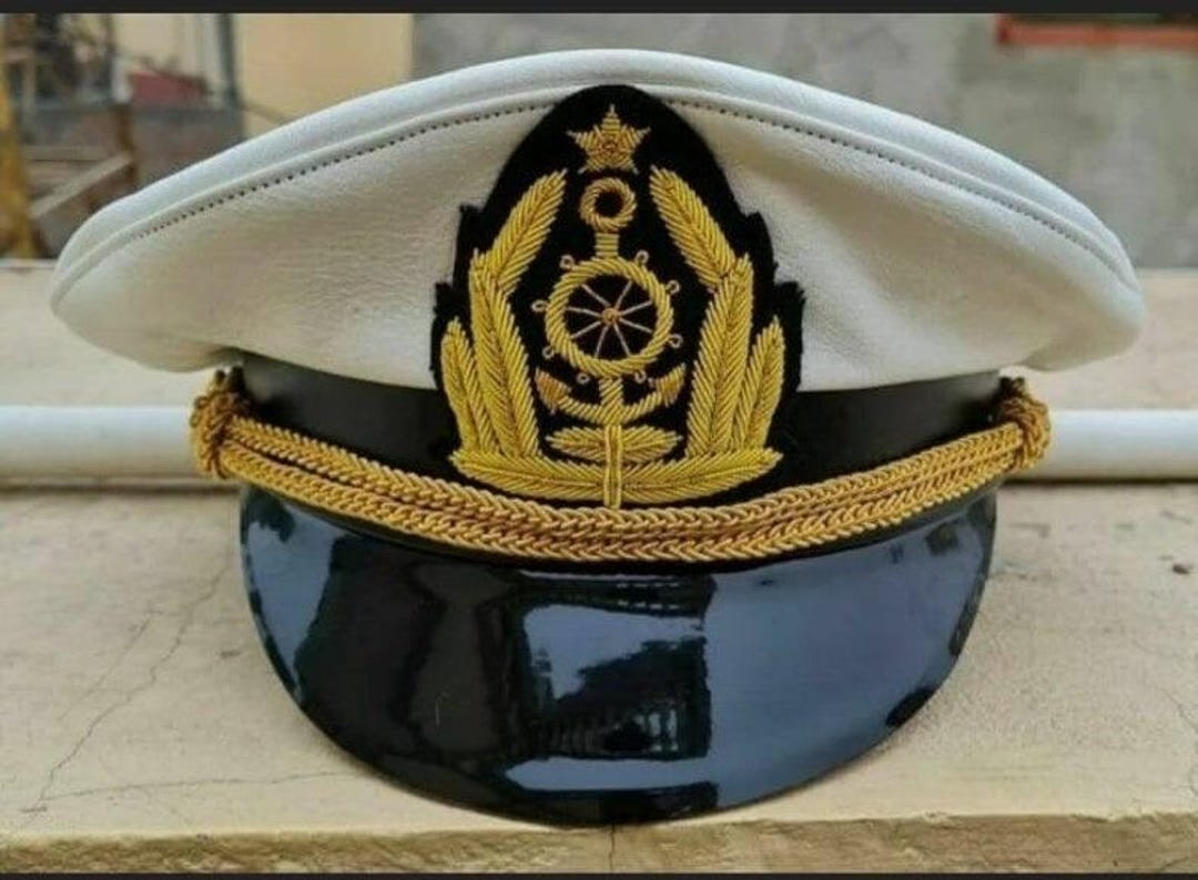 Genuine Leather Sailor Captain Yacht Cap – Replica Skipper Hat for ...