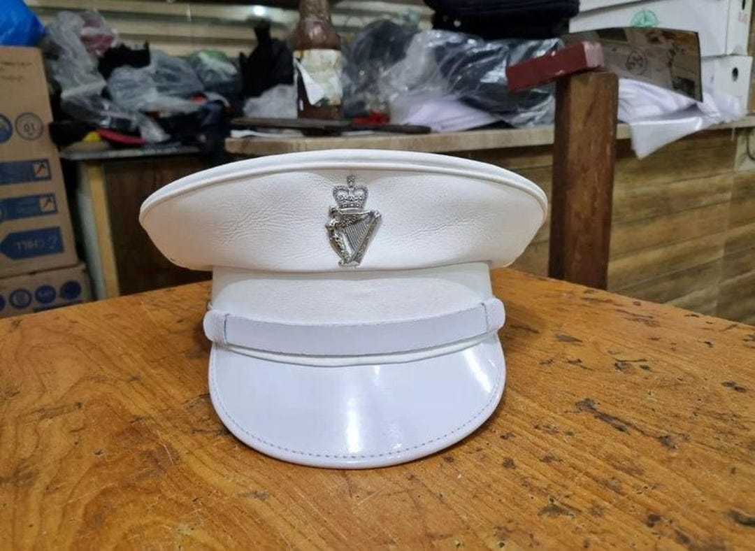 Irish Military Marching Band White Peak Cap – Peaked Visor Hat Headgear ...