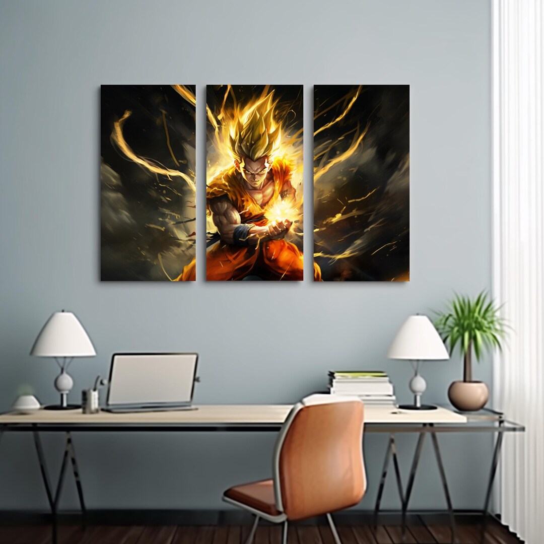Super Saiyan Dragon Ball Z Canvas Wall Art | 5 Piece Anime Print Set ...