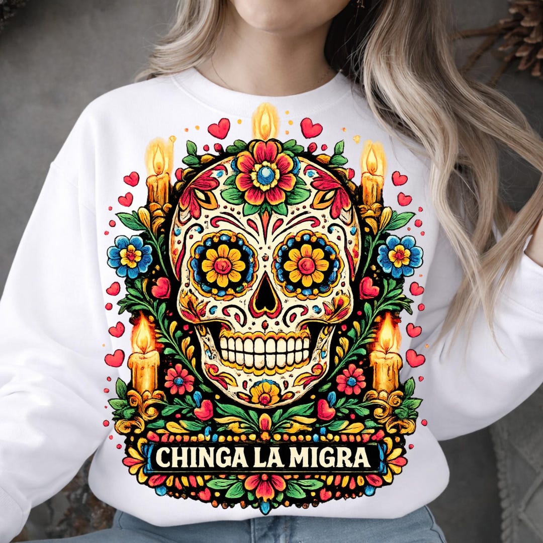 Chinga La Migra Sugar PNG, Skull Mexican Png, Folk Art Png, Pro ...