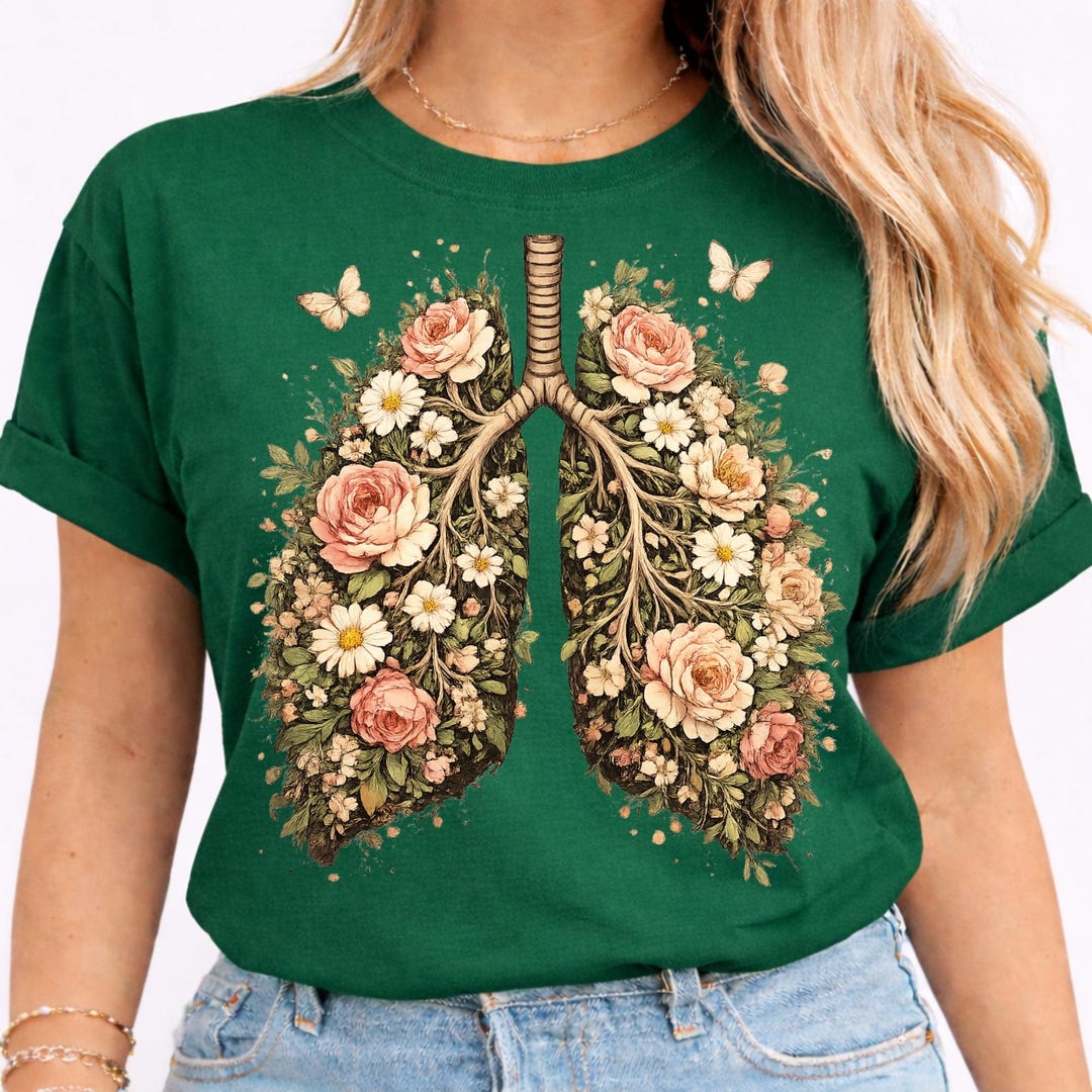 Lungs Made of Flowers Shirt Png, Blossoming Respiratory Beauty Art Png ...