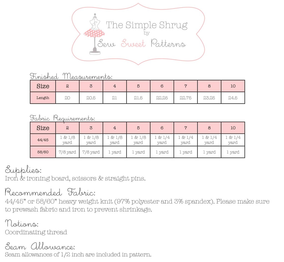 INSTANT DOWNLOAD Simple Shrug sizes 2 to 10 PDF Sewing - Etsy