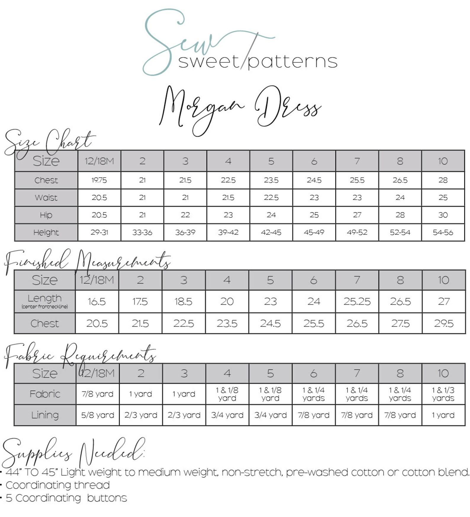 INSTANT DOWNLOAD- Morgan Dress (sizes 12/18 Months to 8) PDF Sewing ...