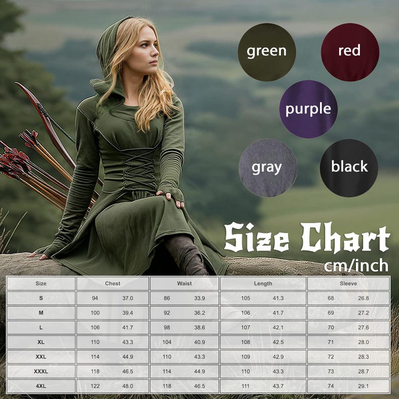 Ranger Women Hoodie Dress, Medieval Elven Assassin Hooded Cape Robe, Renfaire Gothic Shadow ...