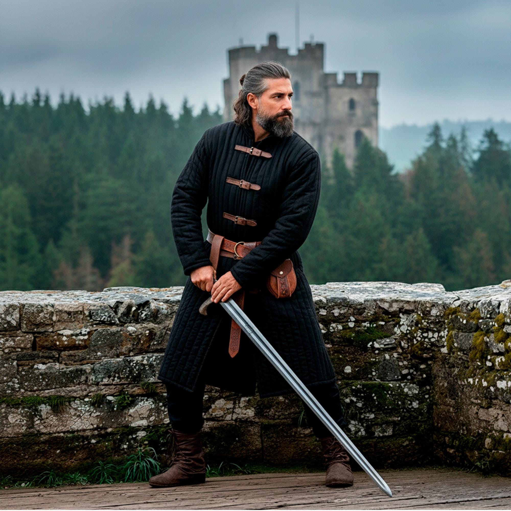 Medieval Knight Gambeson & Utility Belt, Renaissance Fair Quilted Coat ...