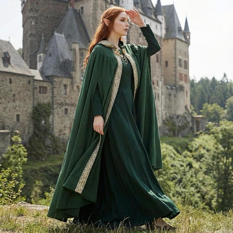 Renaissance Elven Cape Hood - Renfaire Women Medieval Hooded Cloak for ...