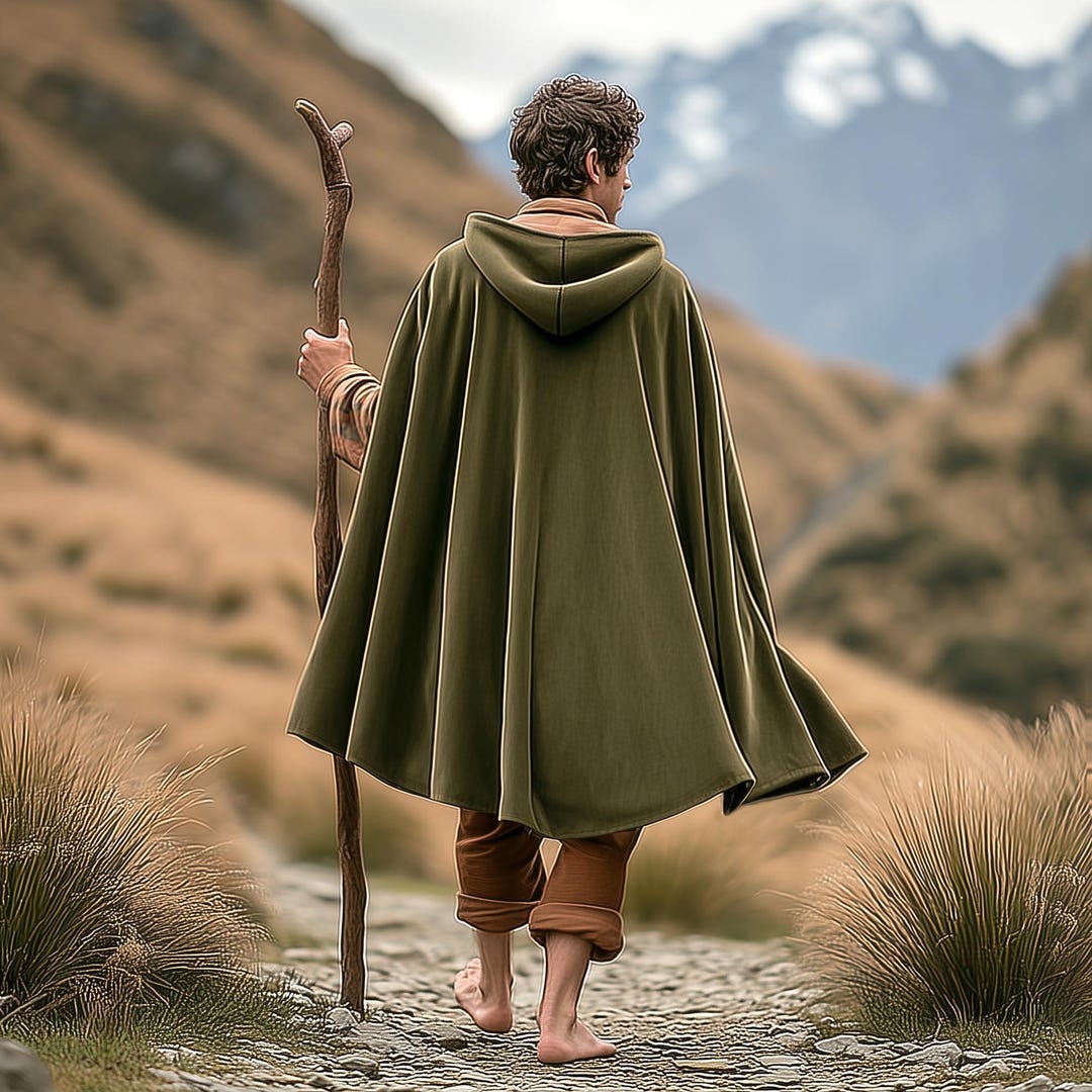 Forest Green Velvet Hooded Cloak for Hobbit, Medieval Role Playing Game ...