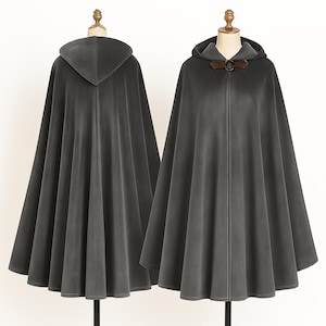Forest Green Velvet Hooded Cloak for Hobbit, Medieval Role Playing Game ...