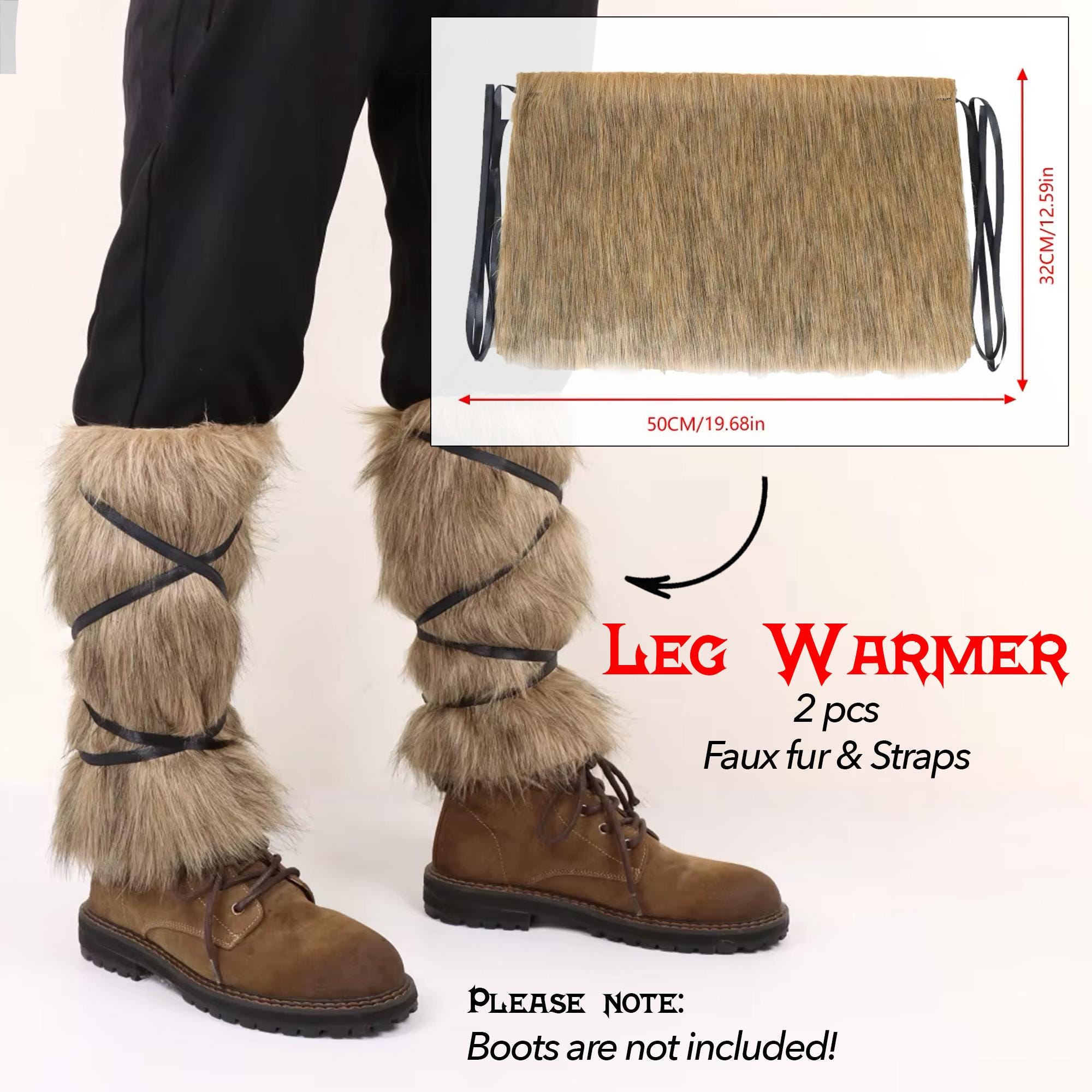 Medieval Barbarian Full Costume: Faux Fur Shoulder Mantle Cape, Bracers ...