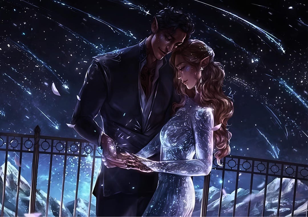 Acotar Feyre and Rhysand Wall Art Print | Velaris Starfall Printable Wall Art | SJM Wall Art ...