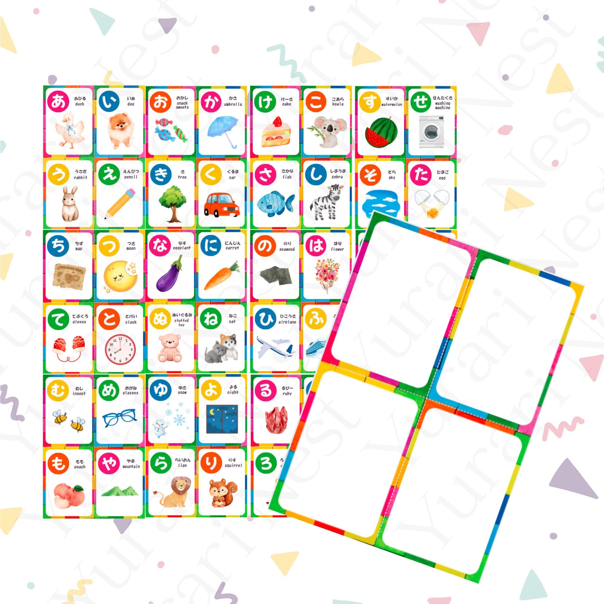 Printable Hiragana Flashcards + Chart | A4 US Letter PDF | Japanese ...