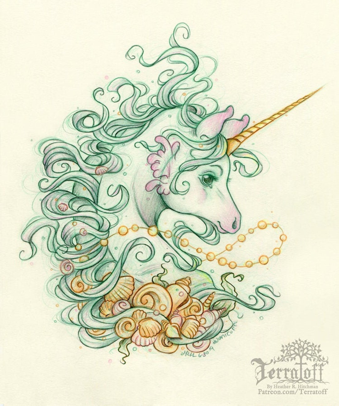 Giclee Unicorn Print: the Mermacorn Coronation - Limited Edition 5x7 ...