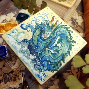 Original 3x3 Painting: "rotten Leviathan" -watercolor & Charcoal Dragon ...