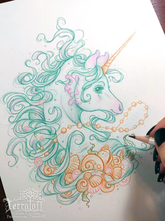 Giclee Unicorn Print: the Mermacorn Coronation - Limited Edition 5x7 ...
