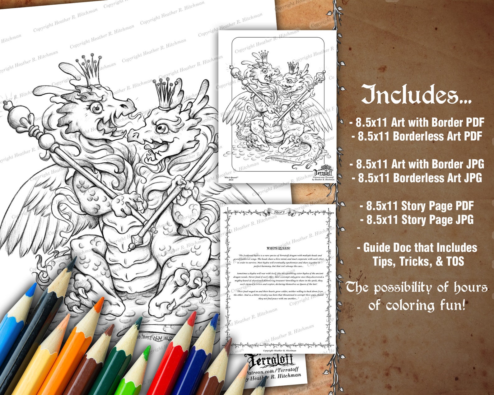 Who's Queen Coloring Page Download Baby Hydra Royal - Etsy