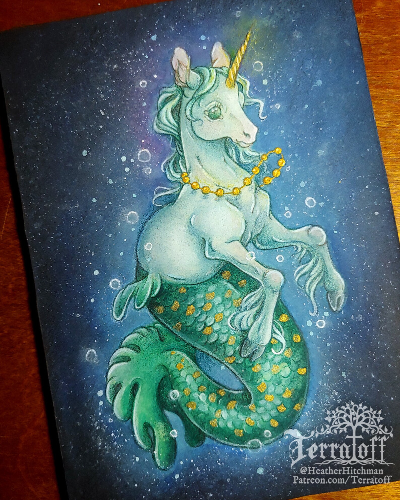 Giclee Unicorn Print: Young Mermacorn Limited Edition Gold - Etsy