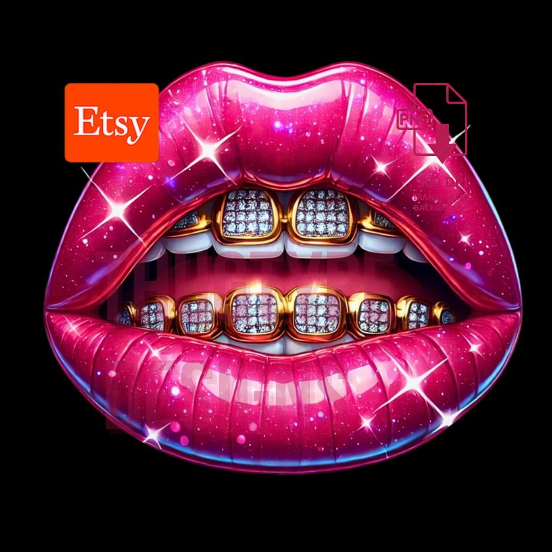 Glossy Pink Lips With Sparkling Grillz PNG Clipart, High-quality ...