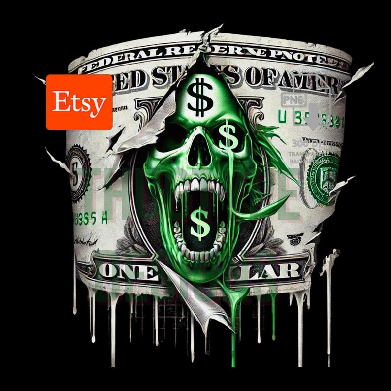 Dripping Dollar Skull Png, Money Bill Png, Skull Png, Money Design Png ...