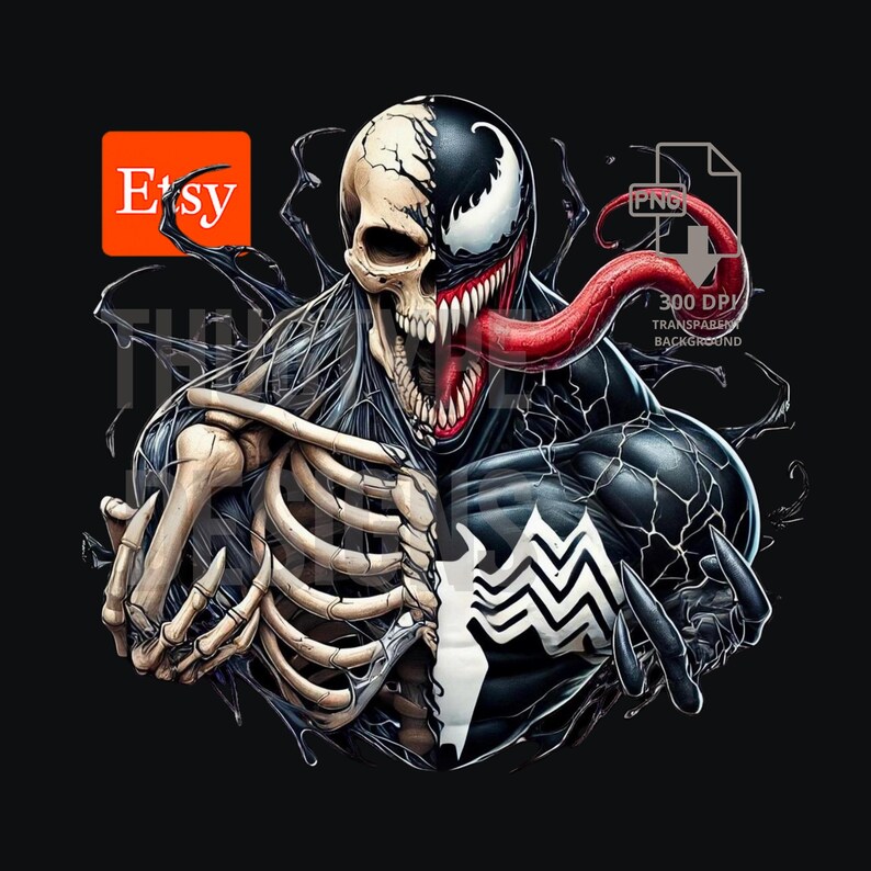 Venom Skull Splash and Watercolor Clipart Sublimation PNG File, Venom ...