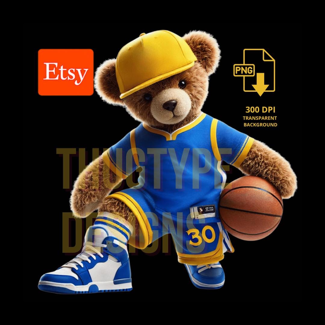 Basketball Hip Hop Gangsta Teddy Bear Cartoon Digital Download PNG, B ...