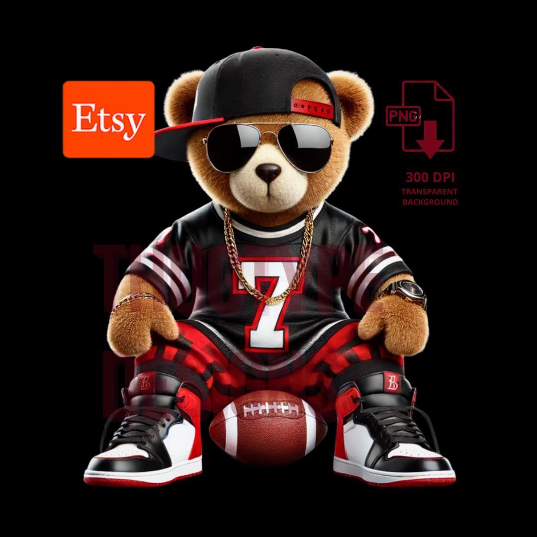Atlanta Football Teddy Bear Png, PNG, Football Inspired Png, Digital ...