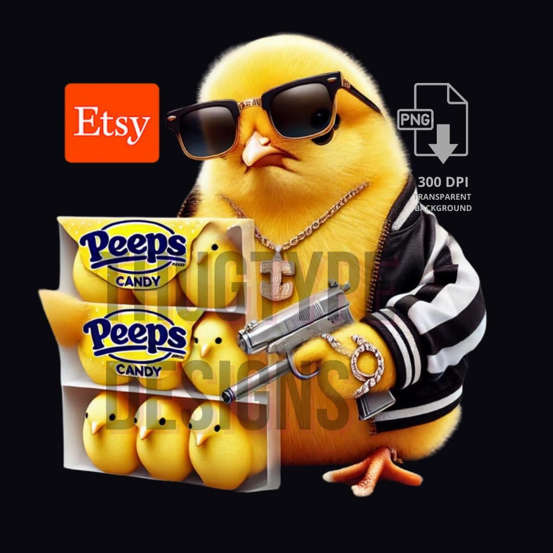 Gangsta Chicken Selling Peeps Candy PNG, Armed Chicken Png Gangsta ...