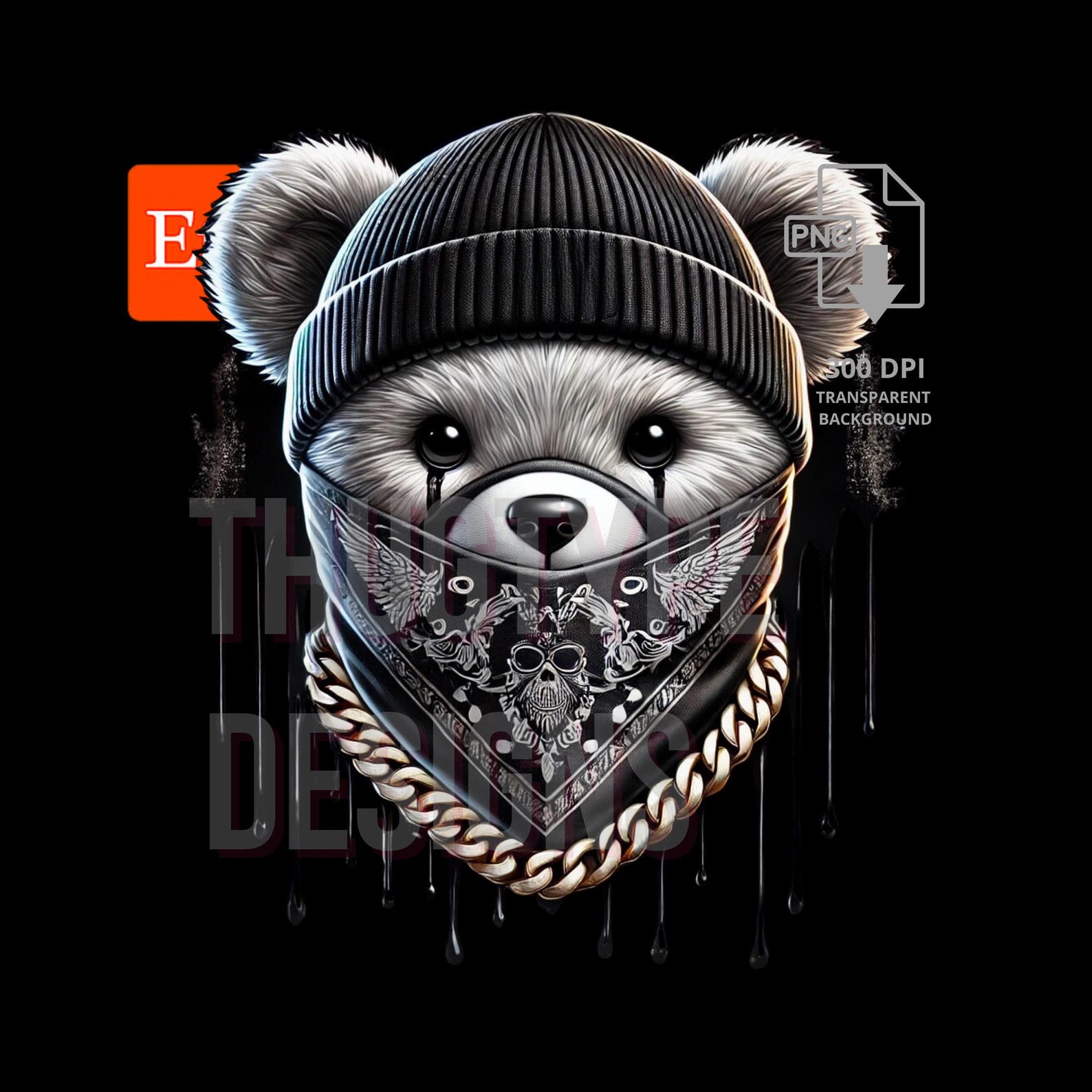 Hip Hop Dripping Gangsta Teddy Bear Graffiti Cartoon - Digital Download ...